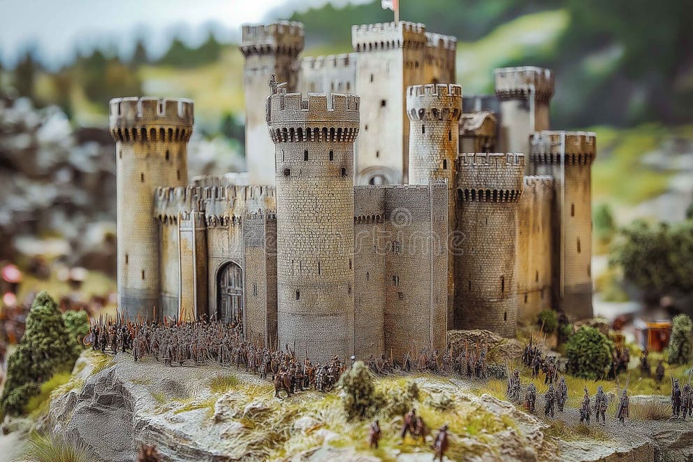 Medieval Castle Under Siege by a Medieval Army. Castle Mock Up Stock ...