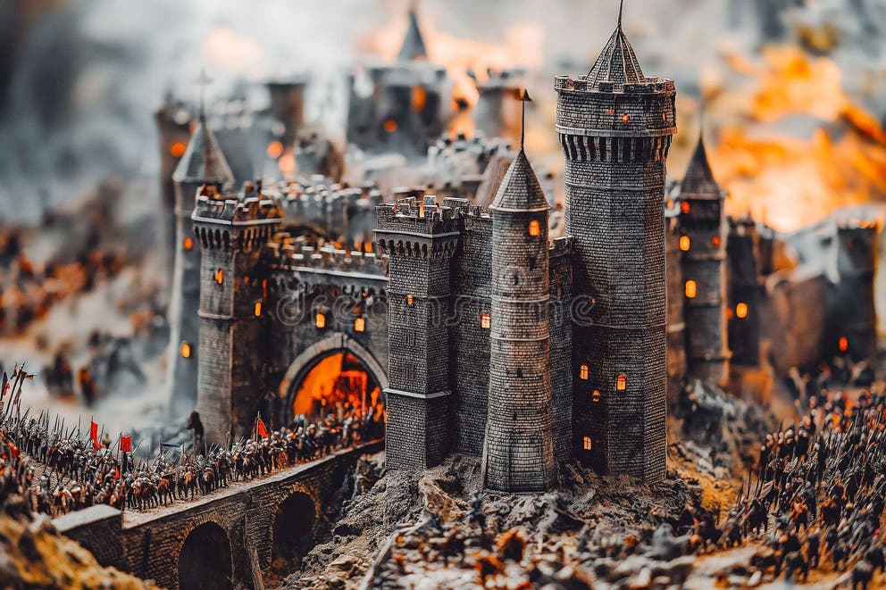 Medieval Castle Under Siege by a Medieval Army. Castle Mock Up Stock ...