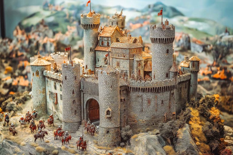 Medieval Castle Under Siege by a Medieval Army. Castle Mock Up Stock ...