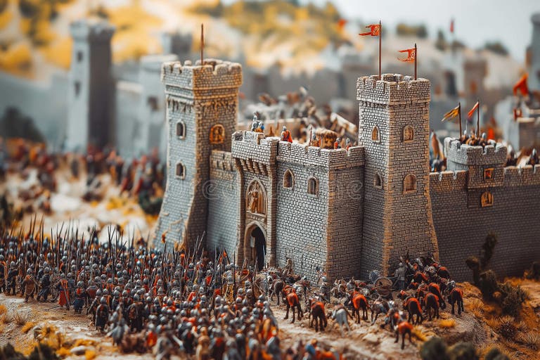 Medieval Castle Under Siege by a Medieval Army. Castle Mock Up Stock ...