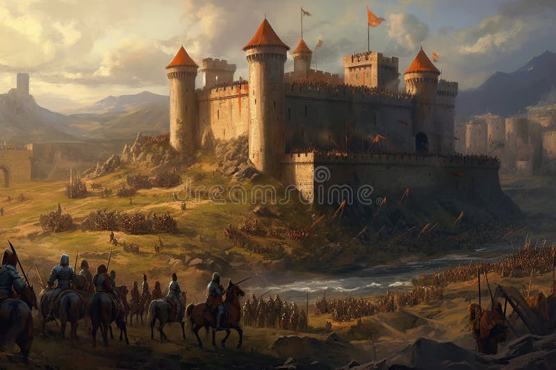 Medieval Castle Under Siege Stock Illustration - Illustration of suit ...