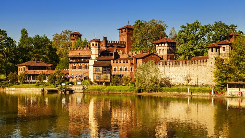 Medieval Castle in Valentine Park in Turin Stock Image - Image of italy ...