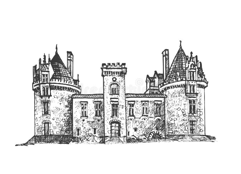 Medieval Castle. Vector Drawing, Sketch Stock Vector - Illustration of ...