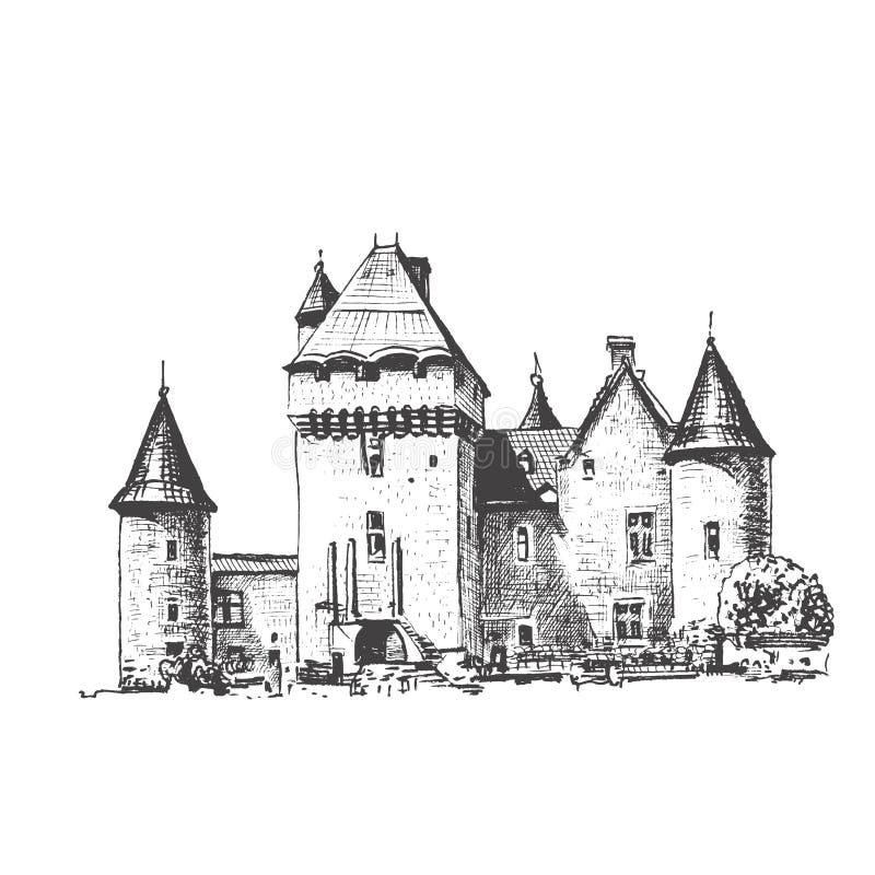Medieval Castle. Vector Drawing, Sketch Stock Vector - Illustration of ...