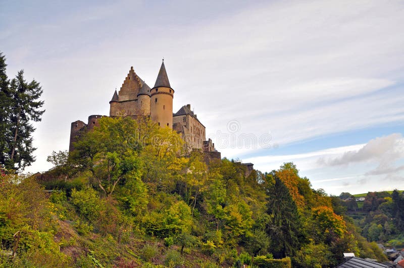 Medieval Castle of Vianden on Top of the Mountain in Luxembourg Stock ...