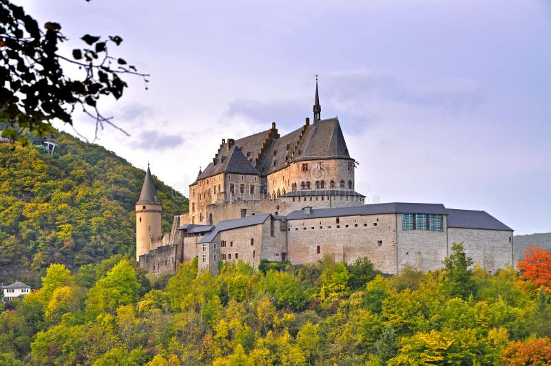 Medieval Castle of Vianden on Top of the Mountain in Luxembourg Stock ...