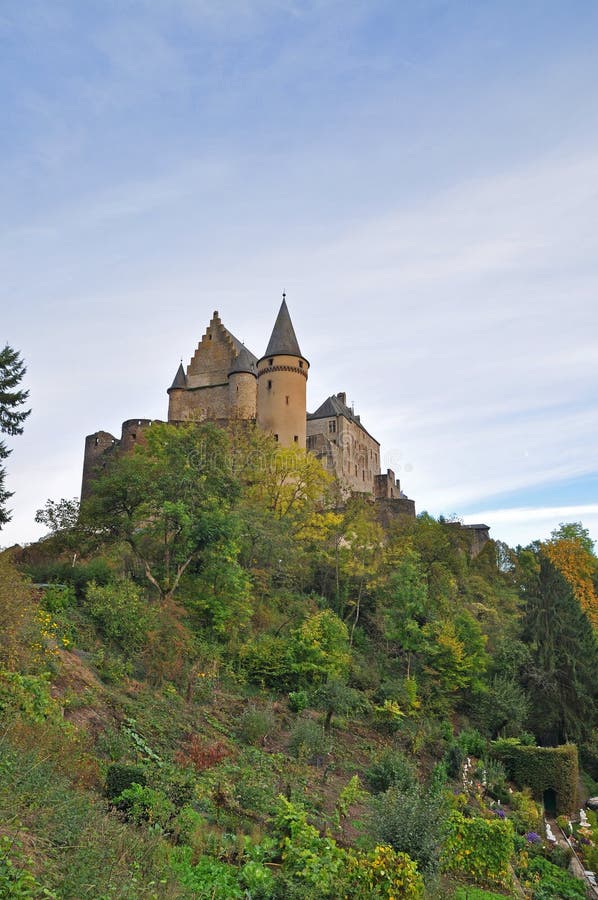Medieval Castle of Vianden on Top of the Mountain in Luxembourg Stock ...