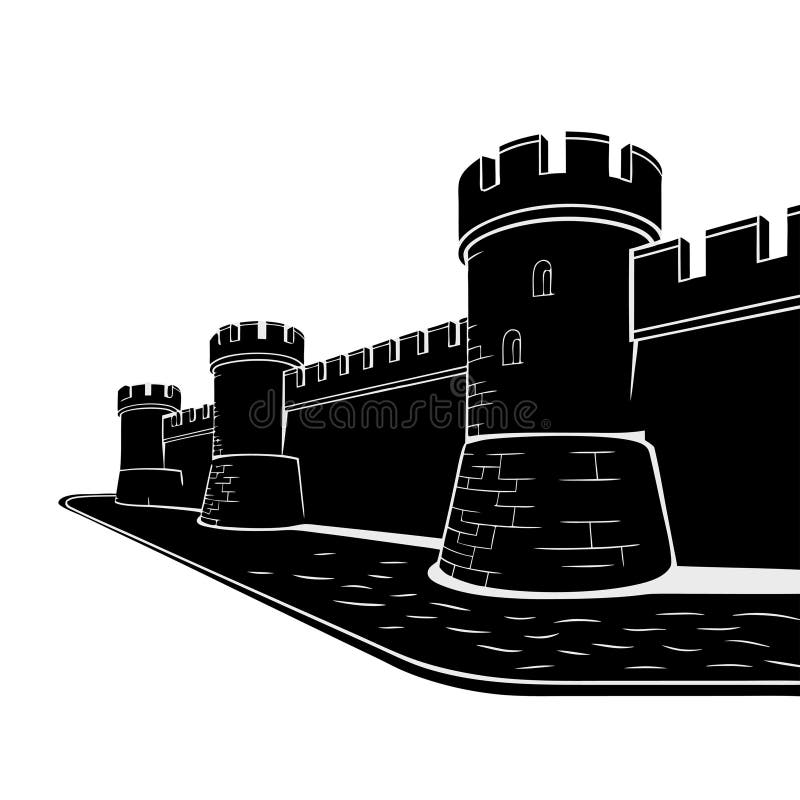 Castle Wall Silhouette Castle Wall Silhouette Stock Illustrations