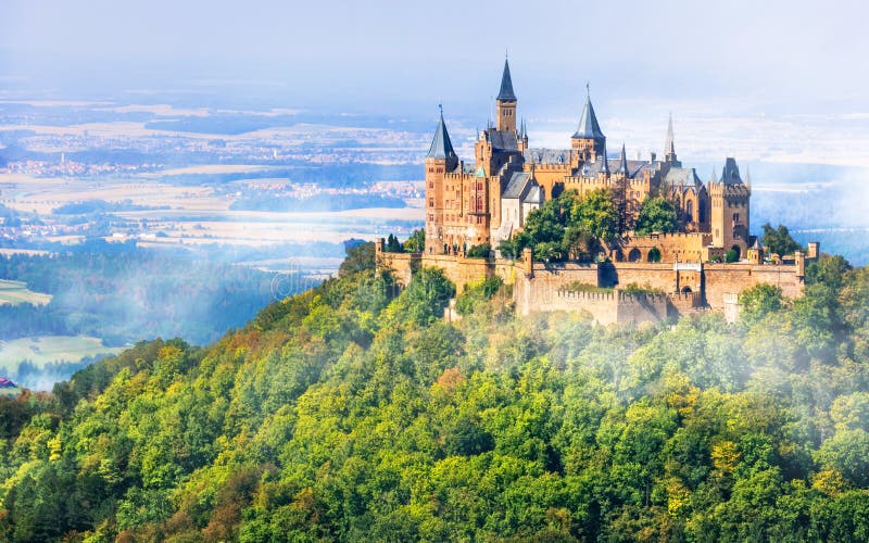 Medieval Castles of Germany - Impressive Hohenzollern Stock Photo ...