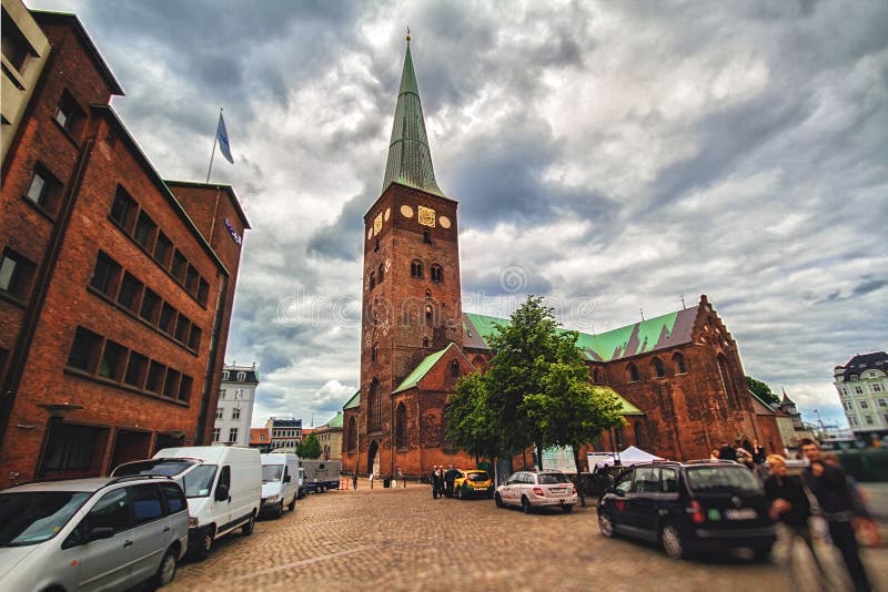 Medieval Cathedral in Aarhus, Denmark Editorial Photo - Image of ...