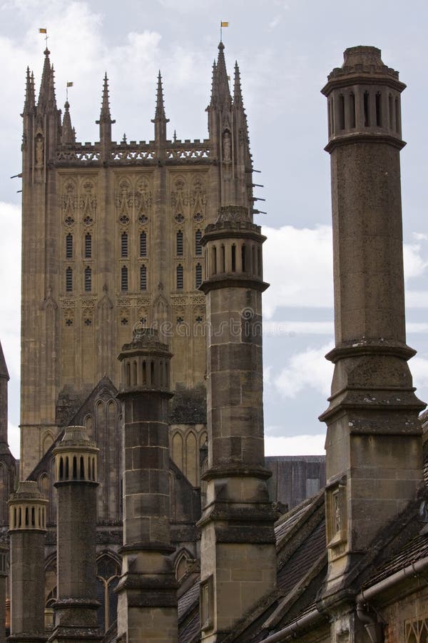 Medieval Cathedral Tower stock image. Image of flue, fire - 21232437