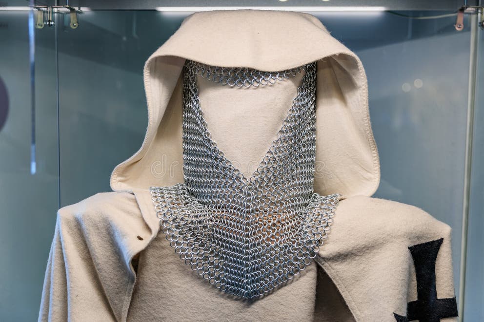 Medieval Chainmail Armor Display with Hooded Cape Editorial Photography ...