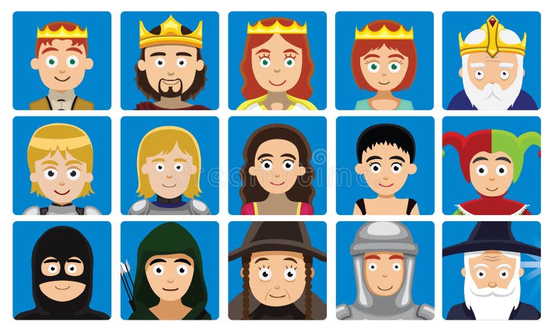 Medieval Characters Avatar Set Cartoon Vector Illustration Stock Vector ...