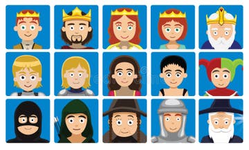 Medieval Characters Avatar Set Cartoon Vector Illustration Stock Vector ...
