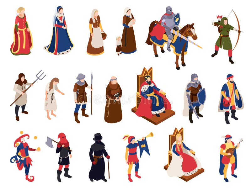 Medieval Characters Set stock vector. Illustration of emblem - 226505128