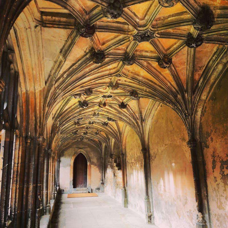 Medieval church hallway stock image. Image of history - 168396385
