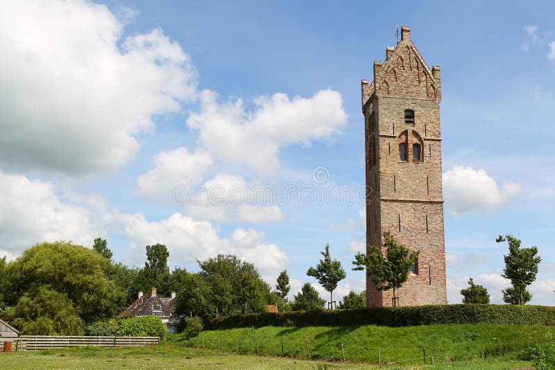Medieval Church Tower with Saddleback Roof Stock Photo - Image of ...