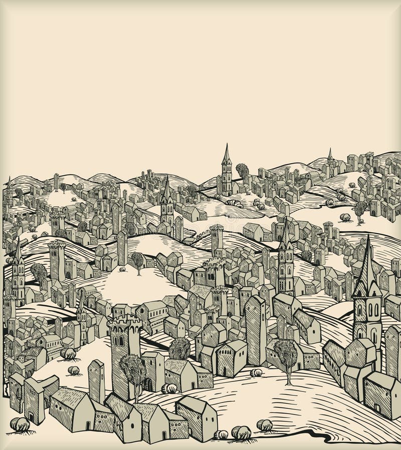 Medieval city stock illustration. Illustration of history - 15785126