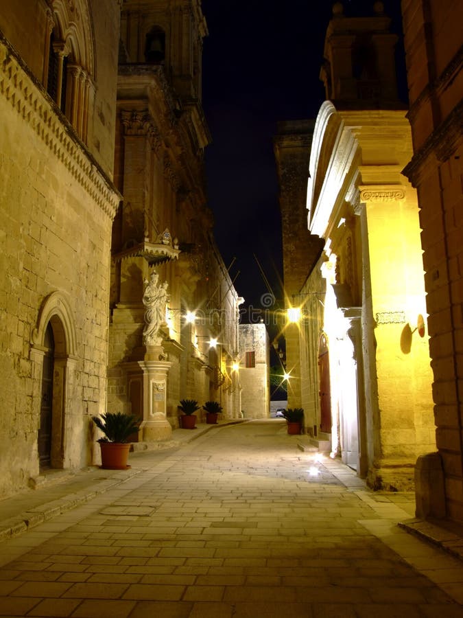 Medieval City of Mdina by Night Stock Photo - Image of haunted, knight ...