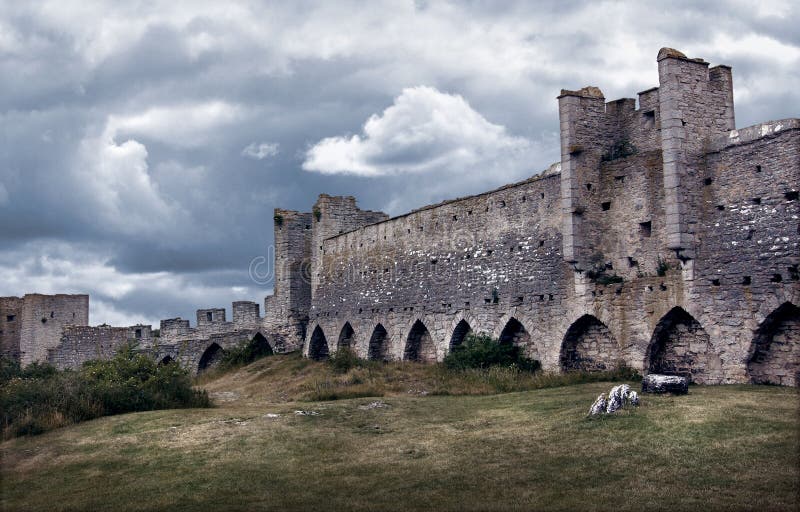 Medieval city wall defence stock image. Image of intimidating - 26306421