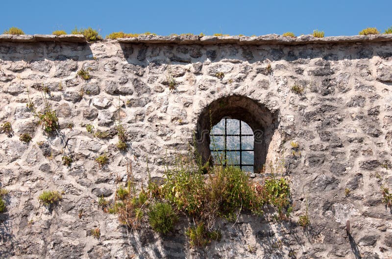 Medieval City Wall with Window Stock Image - Image of window, tourist ...
