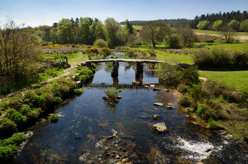 Medieval Clapper Bridge, Devon, England Stock Photo - Image of devon ...