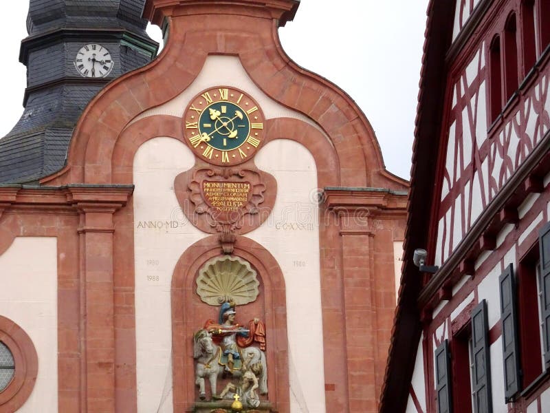 Medieval Clock on Old Building Stock Image - Image of building ...