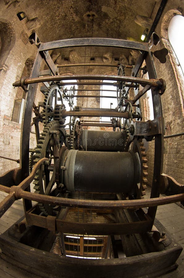 Medieval Clockwork in a Clock Tower at Lucca, Tuscany Stock Image ...