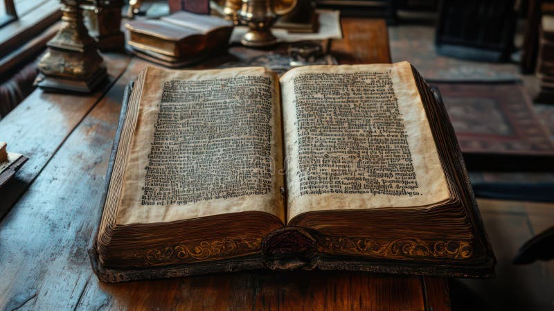 Medieval Codex Created with Generative AI. Old Book with Opened Pages ...