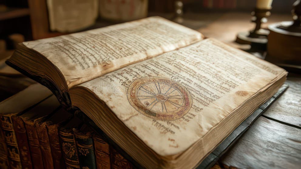 Medieval Codex Created with Generative AI. Old Book with Opened Pages ...
