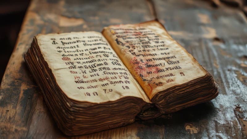 Medieval Codex Created with Generative AI. Old Book with Opened Pages ...