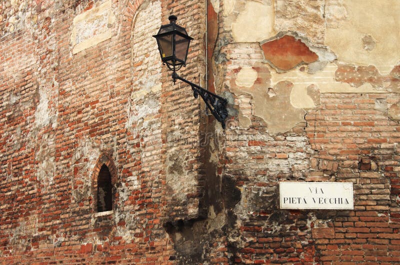 Medieval corner in Verona stock image. Image of architecture - 79349085