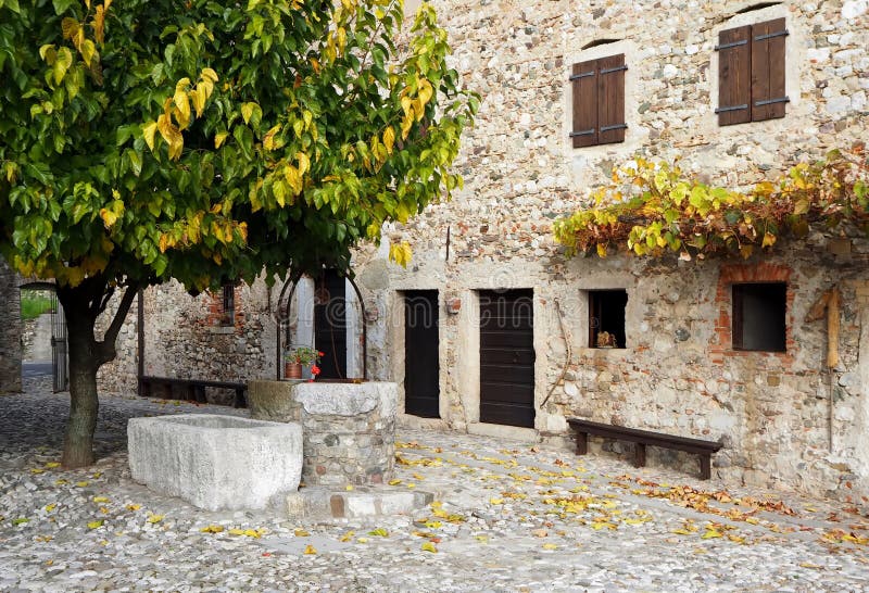 Medieval Rural Courtyard in Italy Stock Photo - Image of background ...