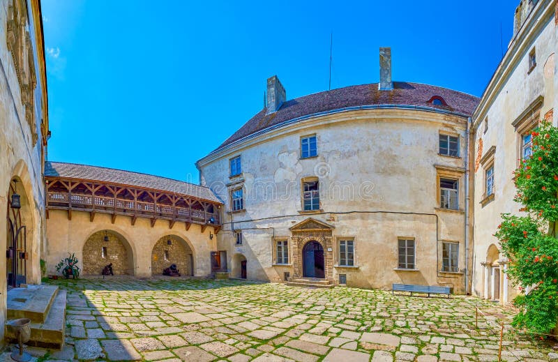 Medieval Courtyard of Olesko Castle, Ukraine Stock Photo - Image of ...