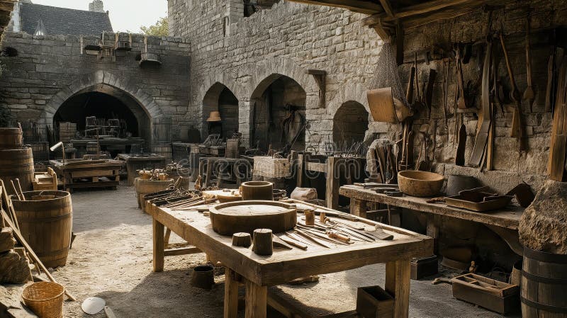 Medieval Craftsman S Workshop: a Glimpse into History Stock ...