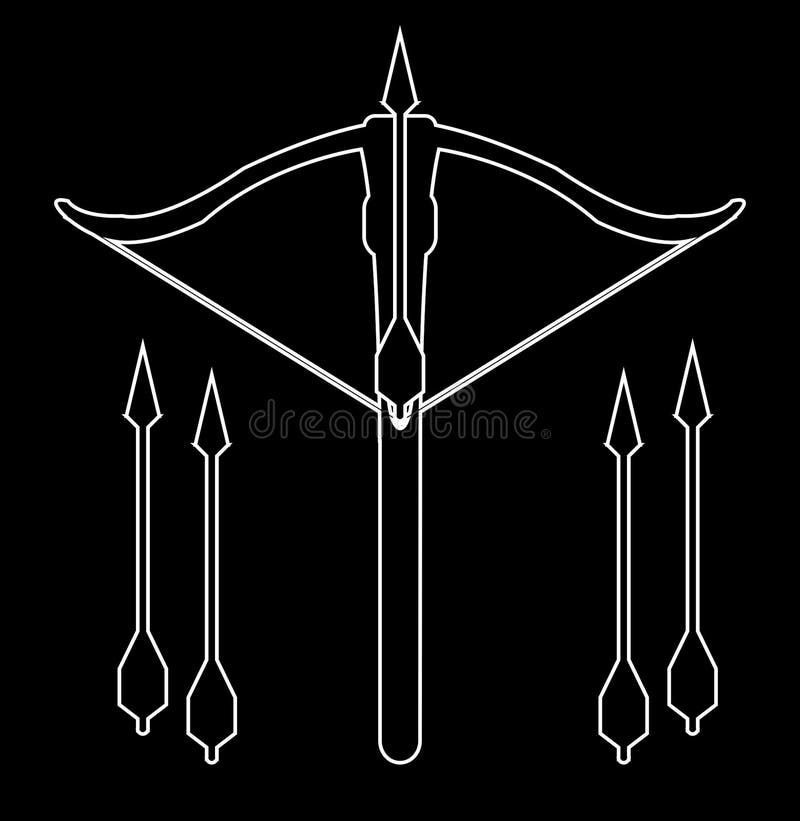 Medieval Crossbow in White Outline Stock Vector - Illustration of ...