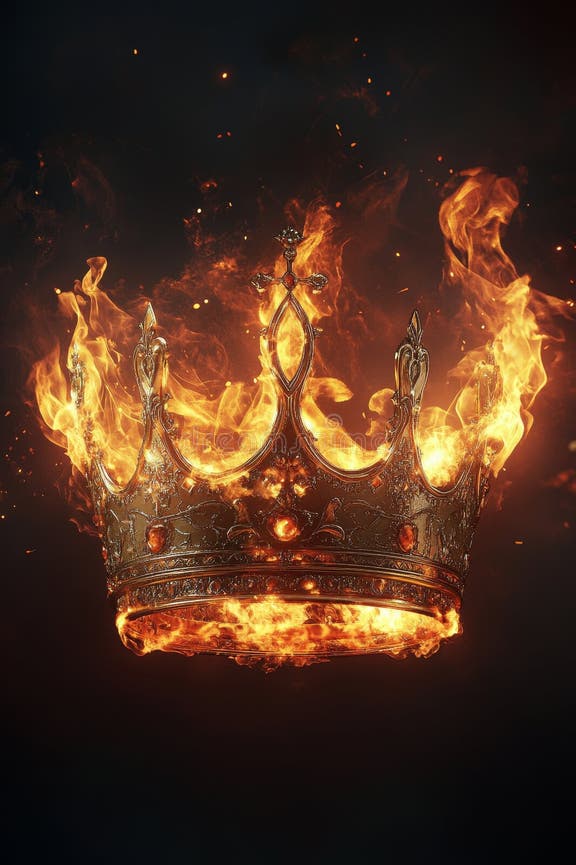 Medieval Crown Burning in Flames, Smoke and Embers Stock Image - Image of isolated, generated ...
