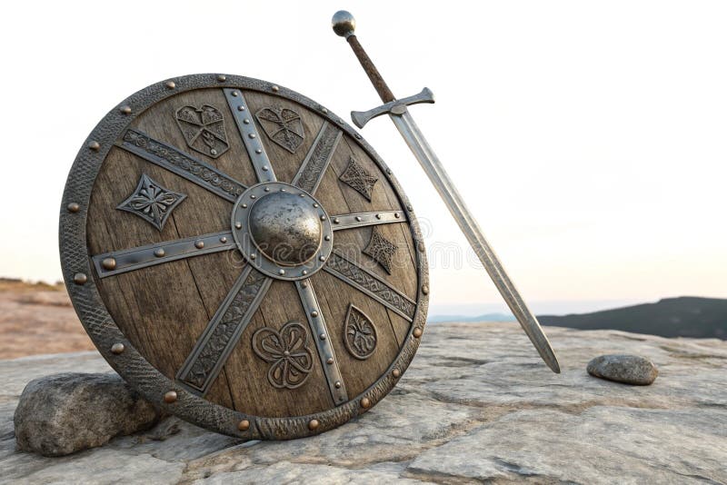 Medieval Crusaders Shield and Crossed Swords â€ 3D Illustration Stock Illustration ...