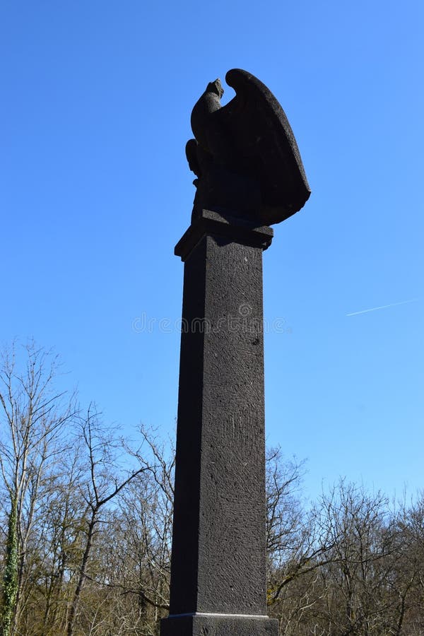Medieval Dark Stone Column with an Eagle Stock Image - Image of column ...