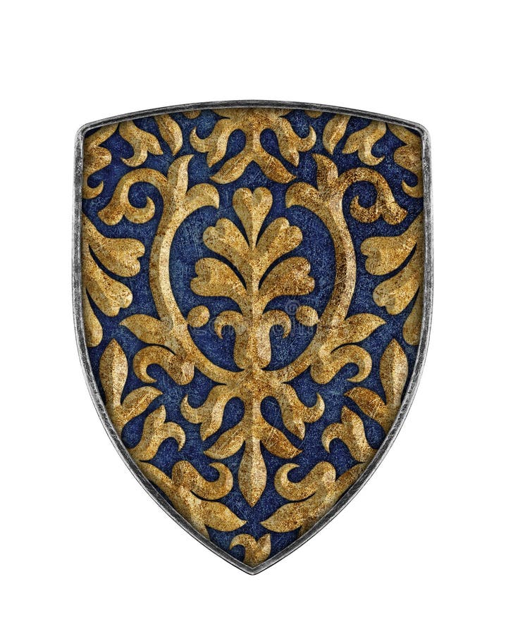 Medieval Decorated Shield Isolated on White Stock Photo - Image of ...