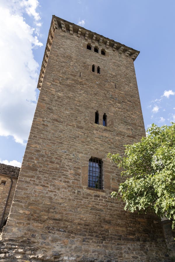 Defensive Tower in the Town of Oto in the Aragonese Pyrenees Stock ...