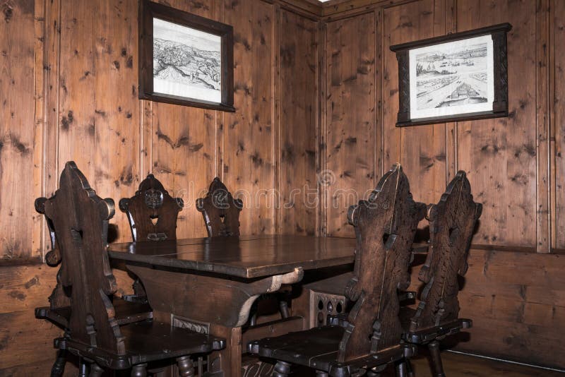 Medieval dining table set stock photo. Image of wooden - 106382708