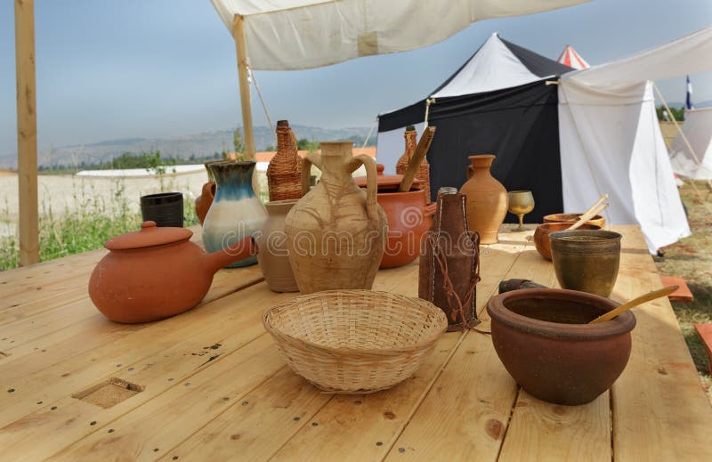 Medieval dishes stock photo. Image of bowl, craft, dish - 185642686