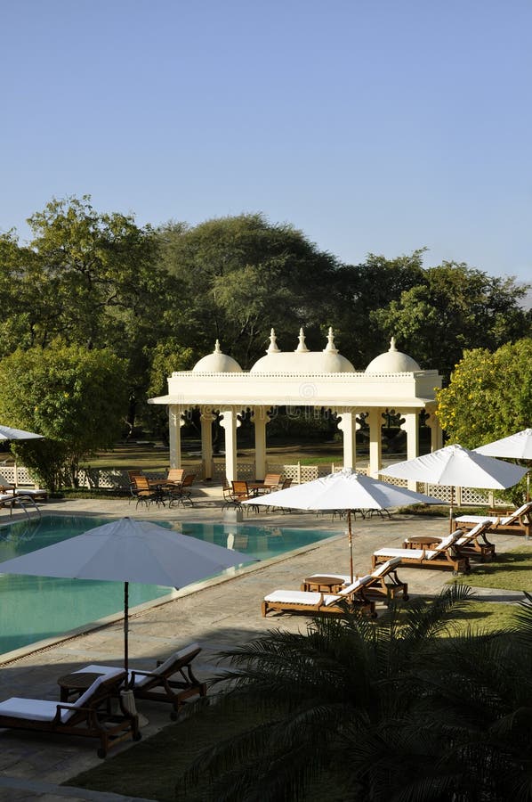 A Medieval Dome by a Swimming Pool in India Stock Photo - Image of blue ...