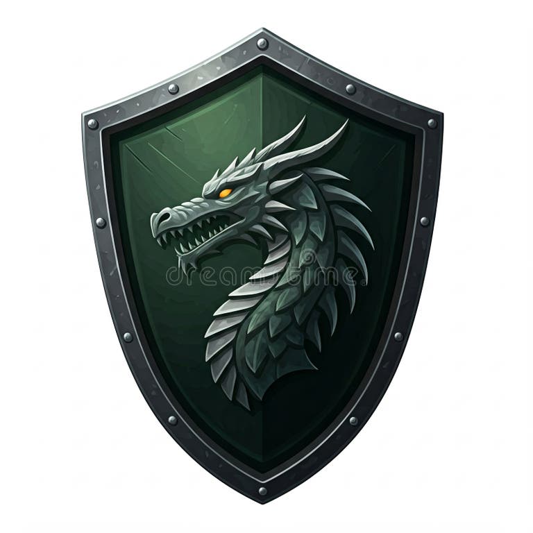 Medieval Dragon Crest Shield Stock Illustration - Illustration of ...