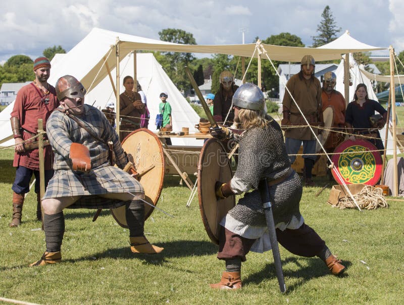 The Medieval Duel of Two Viking Warriors Editorial Image - Image of ...