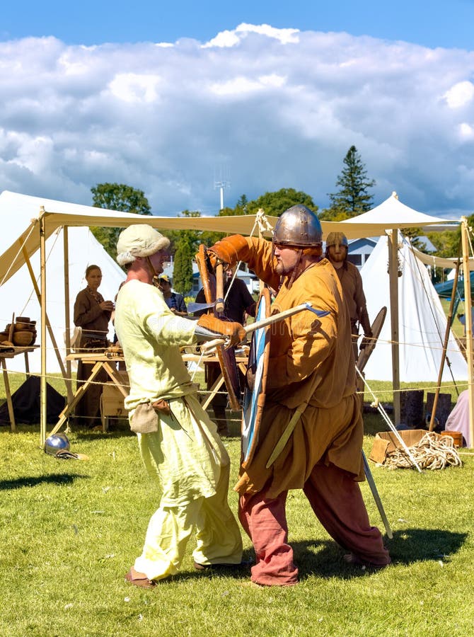 The Medieval Duel of Two Viking Warriors Editorial Photo - Image of ...