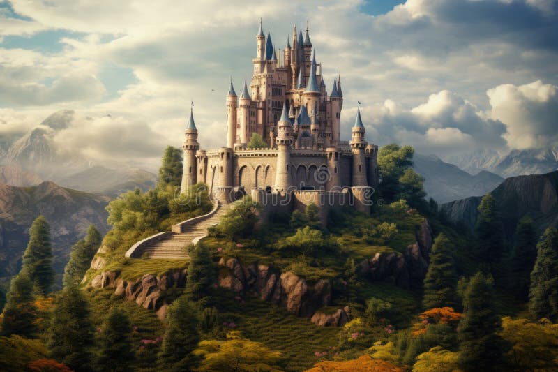 Medieval fantasy castle stock illustration. Illustration of ancient ...