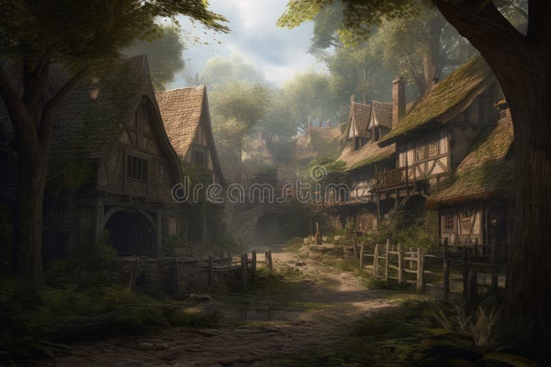 Medieval Fantasy Town. Generate Ai Stock Illustration - Illustration of ...