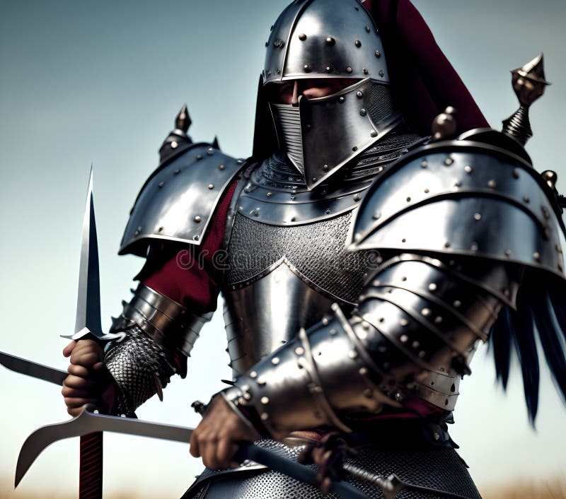 Medieval Fighter in Armor, Generative AI Illustration Stock Photo ...